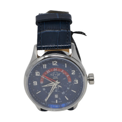 Gv2 By Gevril Men's 42302 Giromondo Blue Dial Leather Date Swiss Made ...