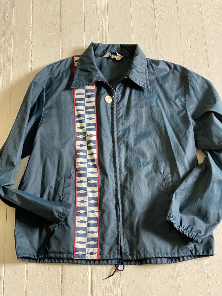 Vintage Horizon Chevrolet Jacket Unlined Windbreaker Racing Coat Blue ...