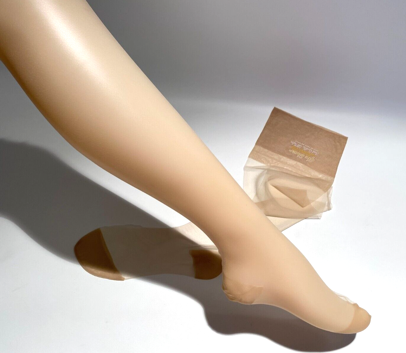 3 Pairs Gla-Sheer Vintage Nylon Garter Stockings 9 x 31" RHT Sheer Bone ...
