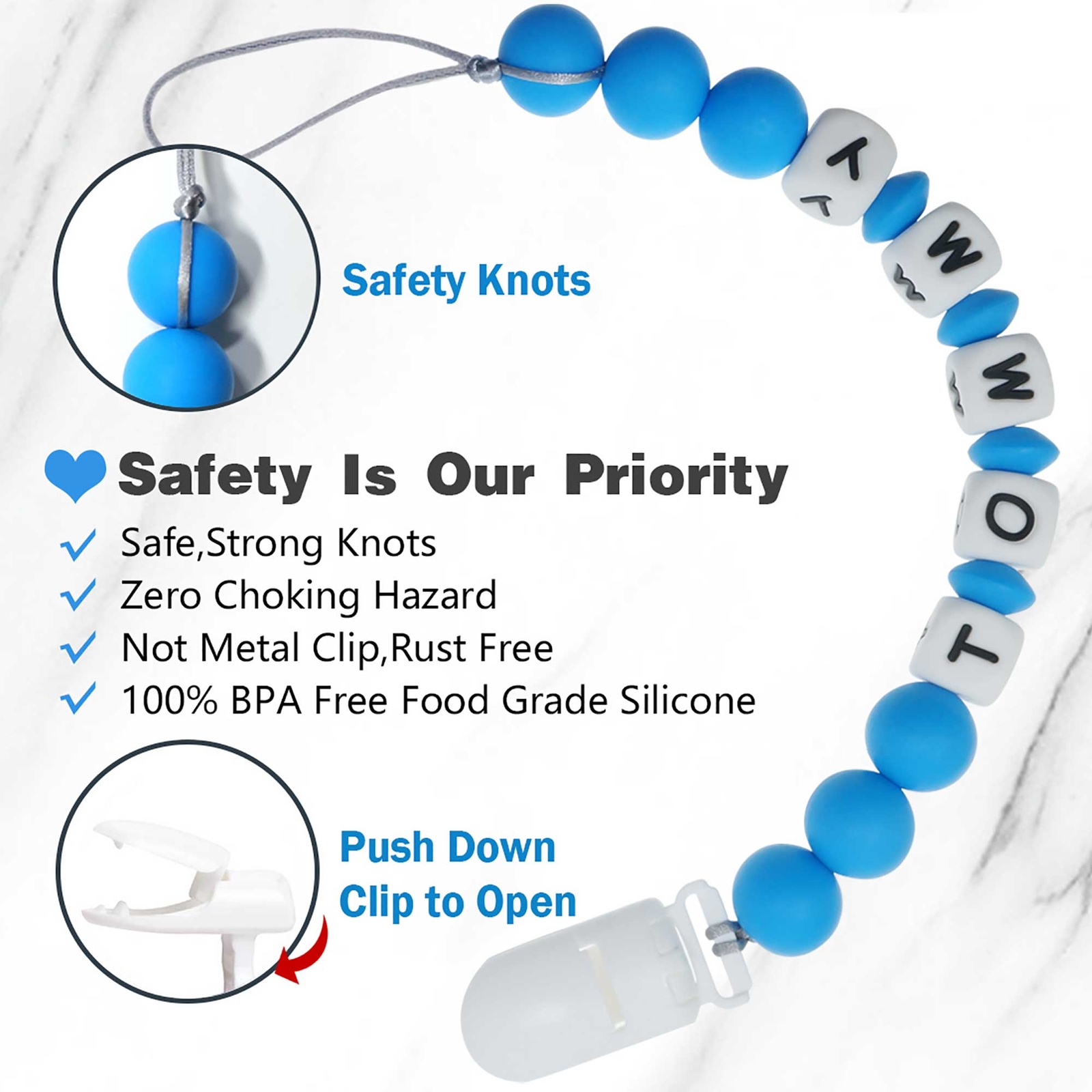 Personalised Dummy Clip Stitch Teether Dummy Clip with Name Shower Gift ...