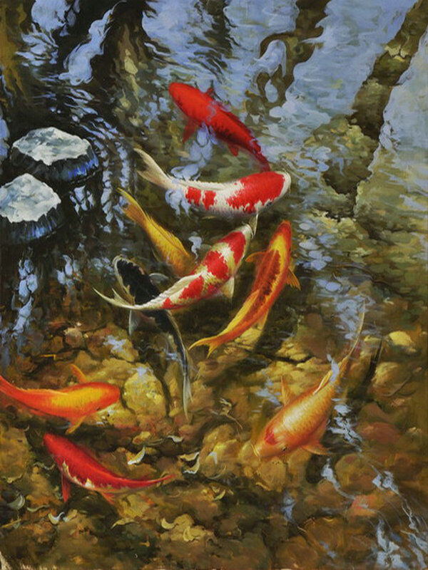 Koi Fish Oil Painting