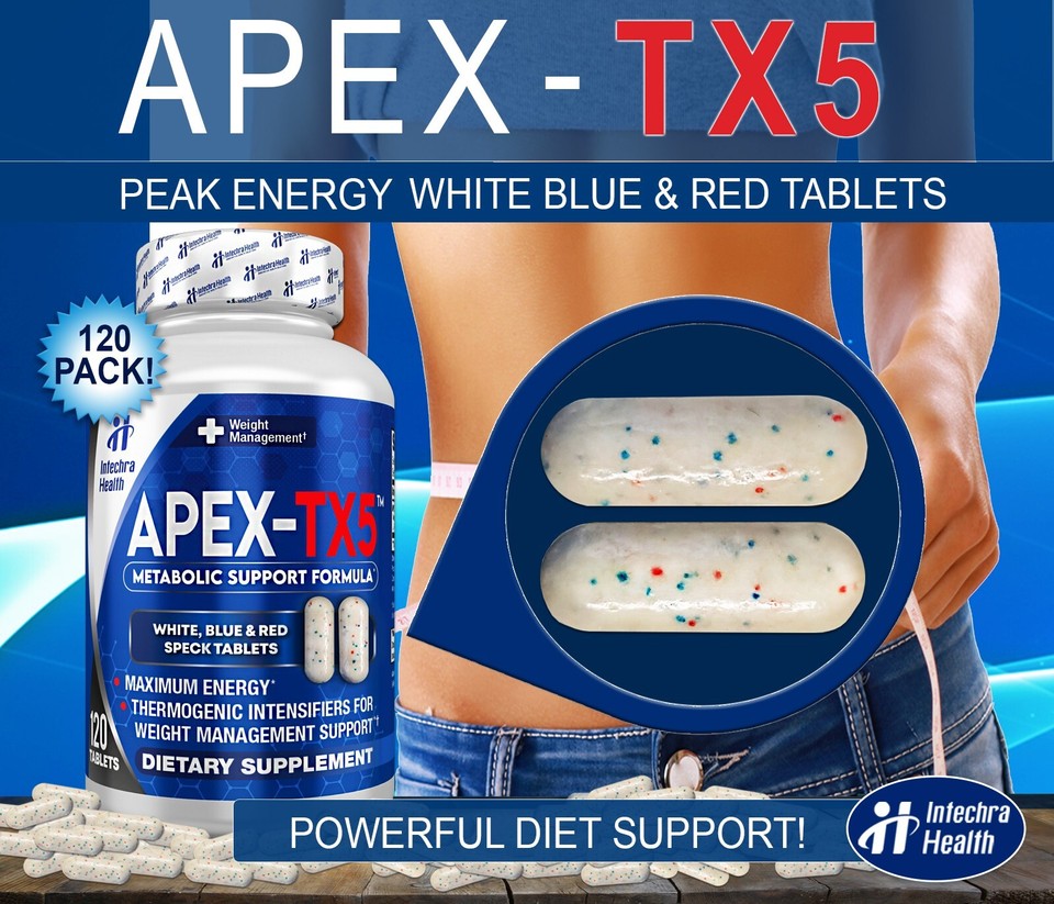 APEX TX5 Weight Management Diet Pills with Peak Energy 120 White/Blue ...