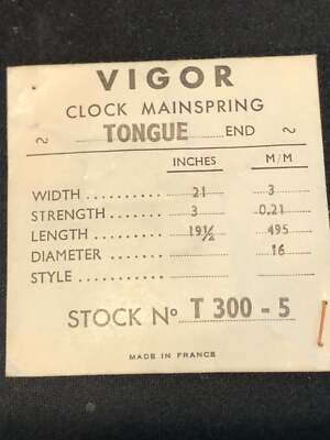 Vigor TONGUE End Clock Mainspring - 21 x 3 x 19½" Long - T 300-5 | eBay