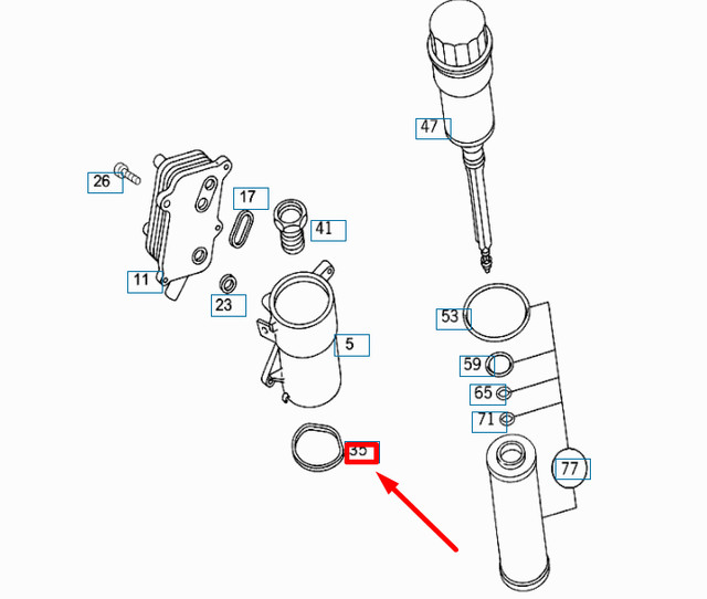 MB Ml W163 Oil Filter Housing on Timing Case Seal Ring A1121840061 ...