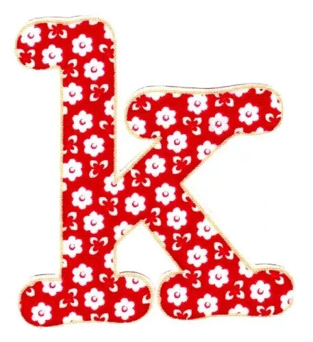 flower letter k fabric applique iron on not embroidered 3 inch USA ...