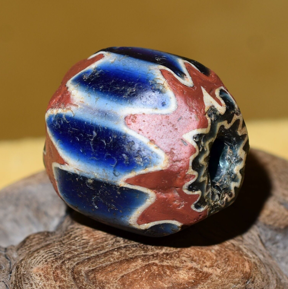 Amazing Large Antique Venetian Seven Layer Chevron Drawn Cane Bead ...