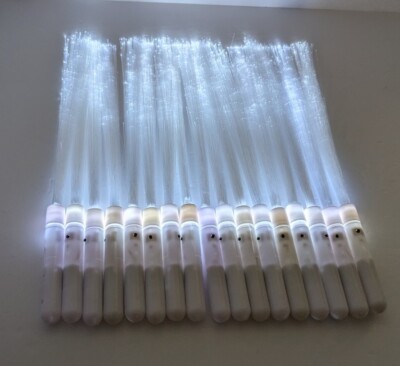 + 18 Pack Flashing Fiber Optic Wand Light Up Stick LED White Long Glow ...