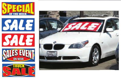Car Dealer Windshield Banners Signs Set of 5 Replacing Window Stickers ...