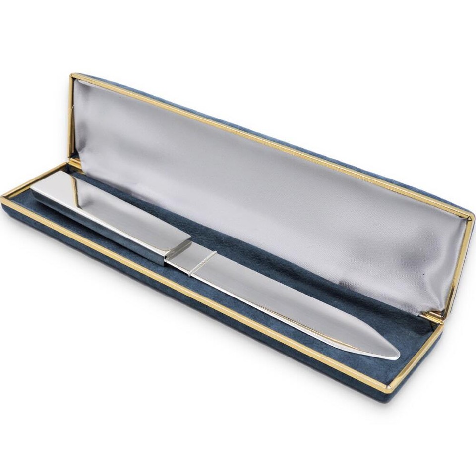 Customizable Sterling Silver Letter Opener Paper Knife with Rectangular ...