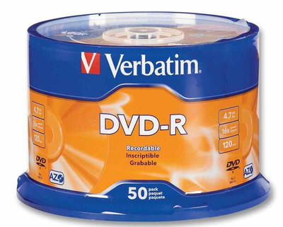 VERBATIM - 16x Speed DVD-R Matt Silver Blank DVDs - 50 Pack Spindle | eBay
