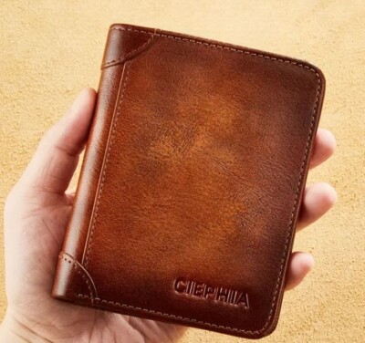Ciephia RFID-Blocking Trifold Genuine Leather Wallet - Vintage Design ...