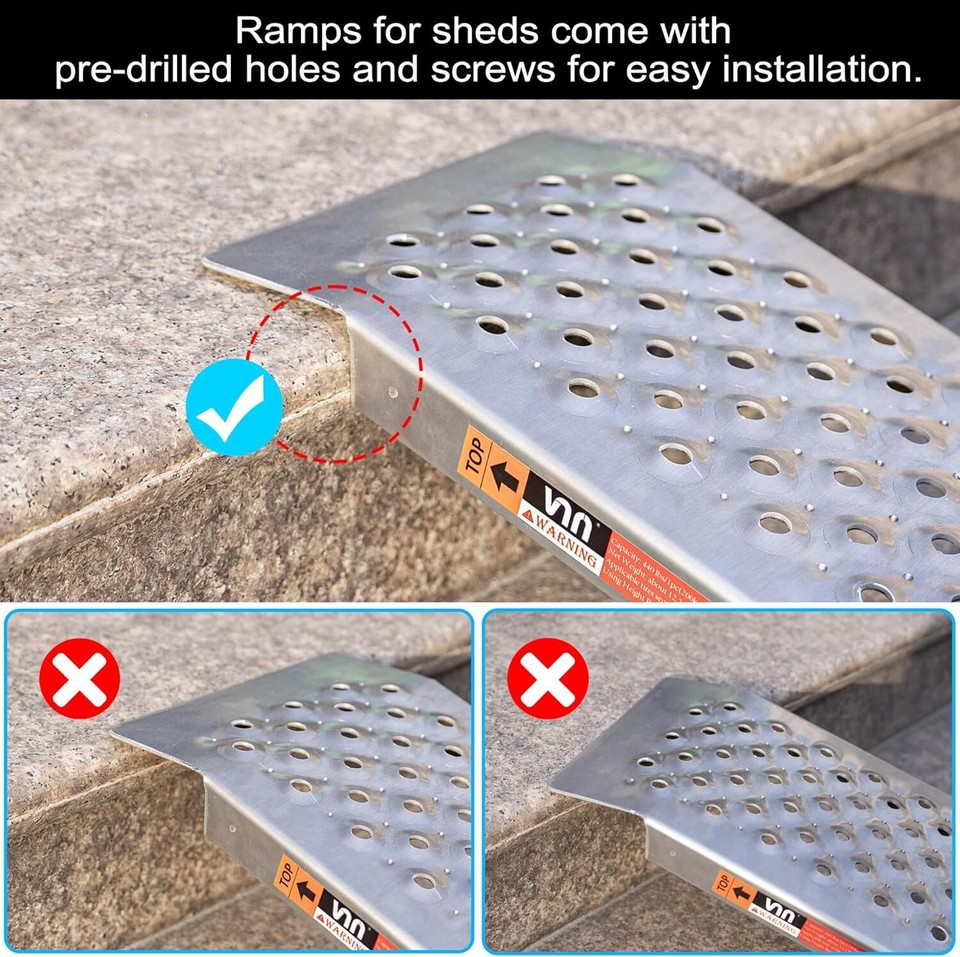 4FT Aluminum Shed Ramps Outdoor Loading Ramps 880 Lbs for Shed Curb ...