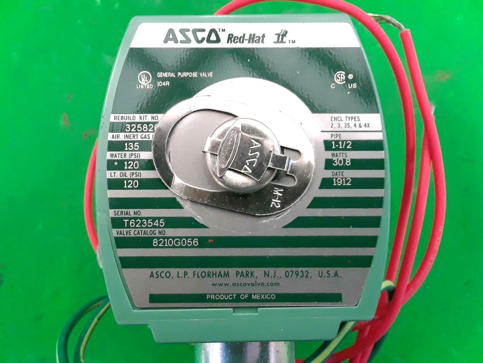 🟠ASCO 1-1/2"NPT BRASS SOLENOID VALVE 8210G056 PESSCO IS OFFERING 1 ...