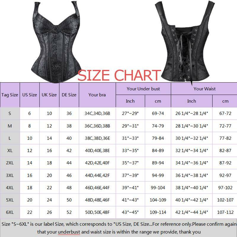 Women‘s Black Waist Training Corset Steampunk Gothic Basque Bustier ...