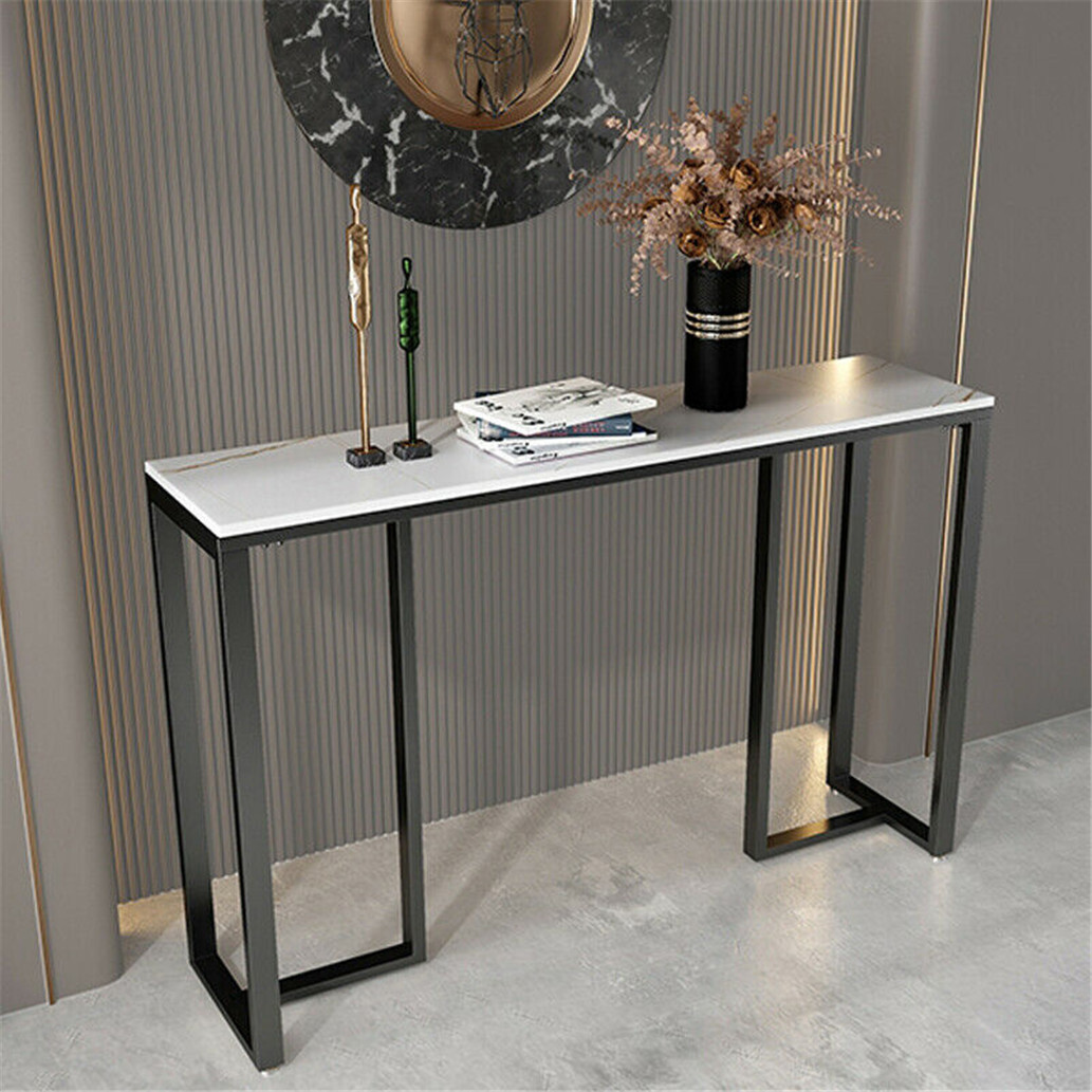 Glossy Marble Stone Console Table Accent Side End Stand Sofa Entryway ...