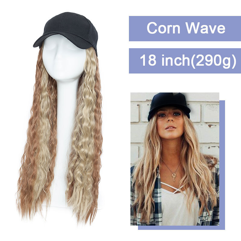 One Piece Baseball Hat with Synthetic Hair Wigs Straight Bob Baseball ...