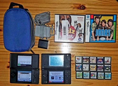 Lot of 2 Nintendo Black DS & Red DS Lite, Fully Functional, 17 Games ...
