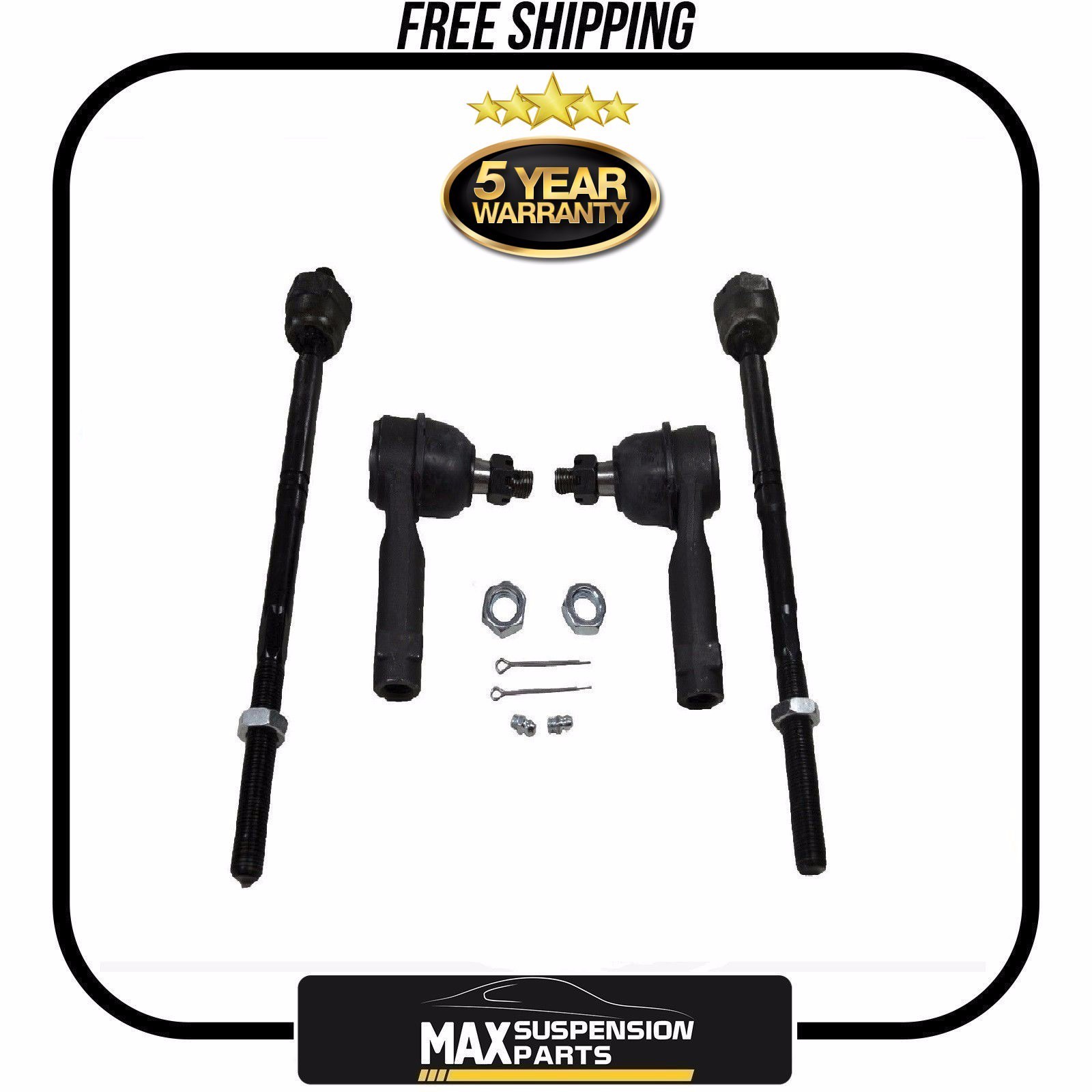 Fit Ford F-150 Lincoln Mark LT 2 Front Inner & 2 Outer Tie Rod Ends ...
