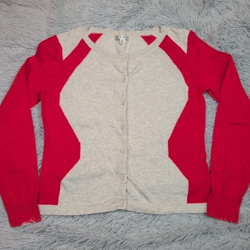 Cabi Sweater Womens M Red Button Up Casual Comfort Preppy Soft ...