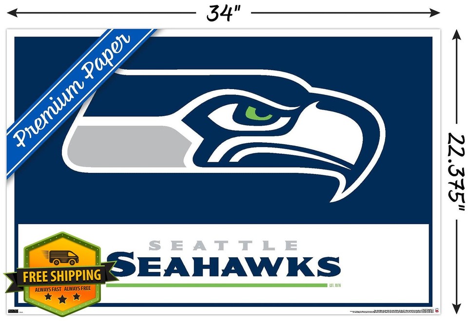 NFL Seattle Seahawks Logo 21 Wall Poster, 34"x22.4", Mounted | eBay