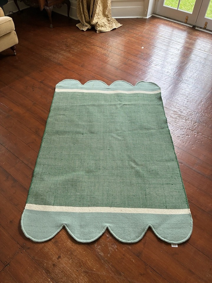 Oliver Bonas Cecily Rug Green Scallop 180 X 120cm | eBay UK