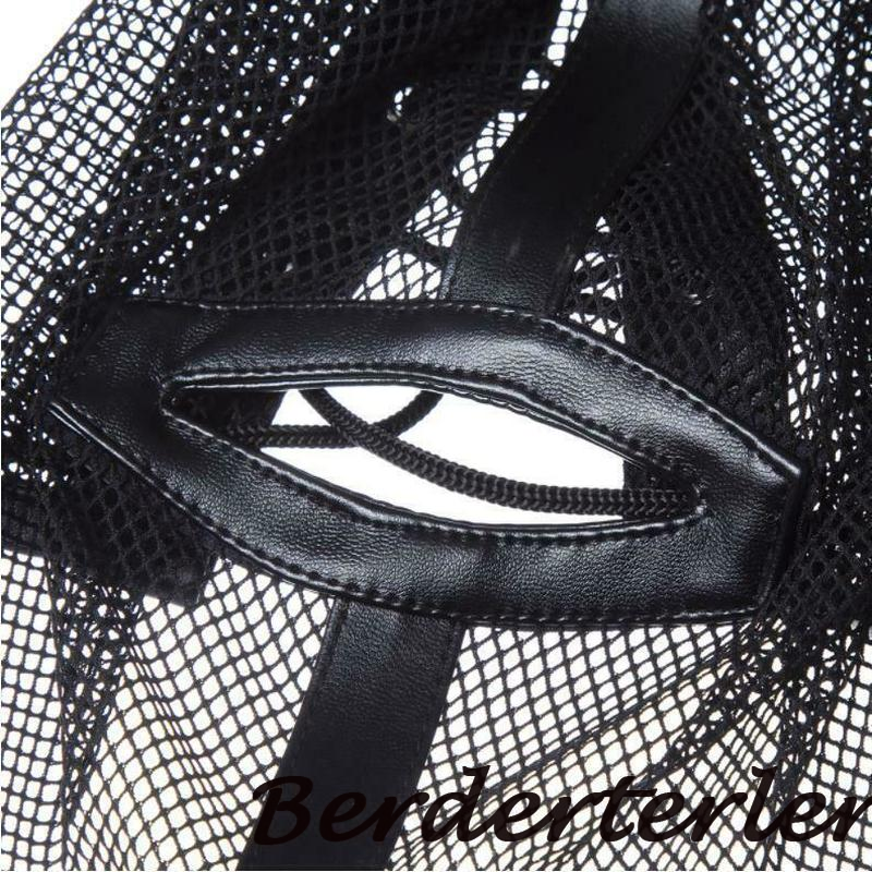 Unisex Mens Cosplay Mask Hood Womens Black Mesh Open Mouth Headgear ...