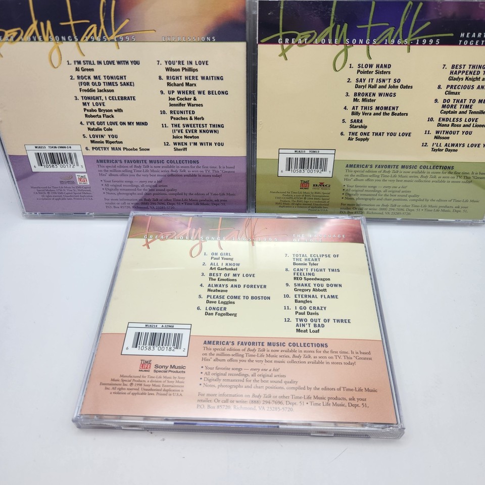 Time Life Body Talk Great Love Songs 1965 - 95 Recording Pop Rock 3 CD ...