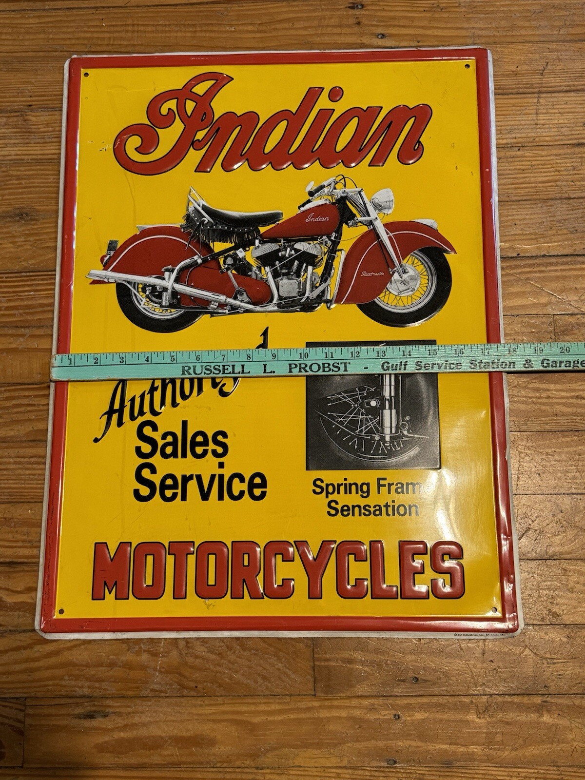 Vintage Indian Motorcycle Sign Single Side Painted Embossed | eBay