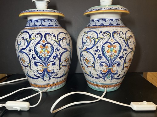 Signed Deruta Lamp Set Of 2 From Italy European Plug | eBay