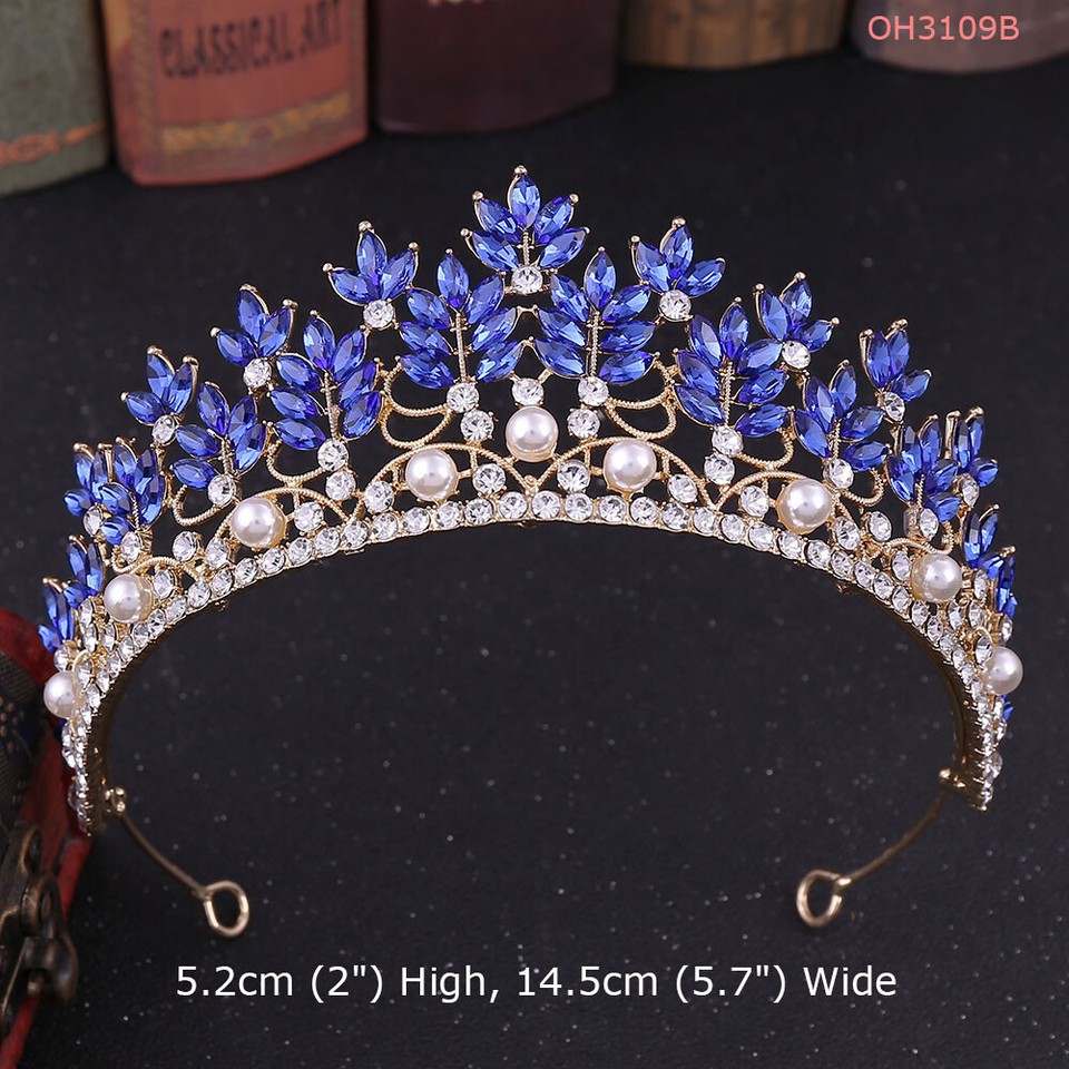 72 Styles Blue Crystal Queen Princess Tiara Crown Wedding Princess For ...