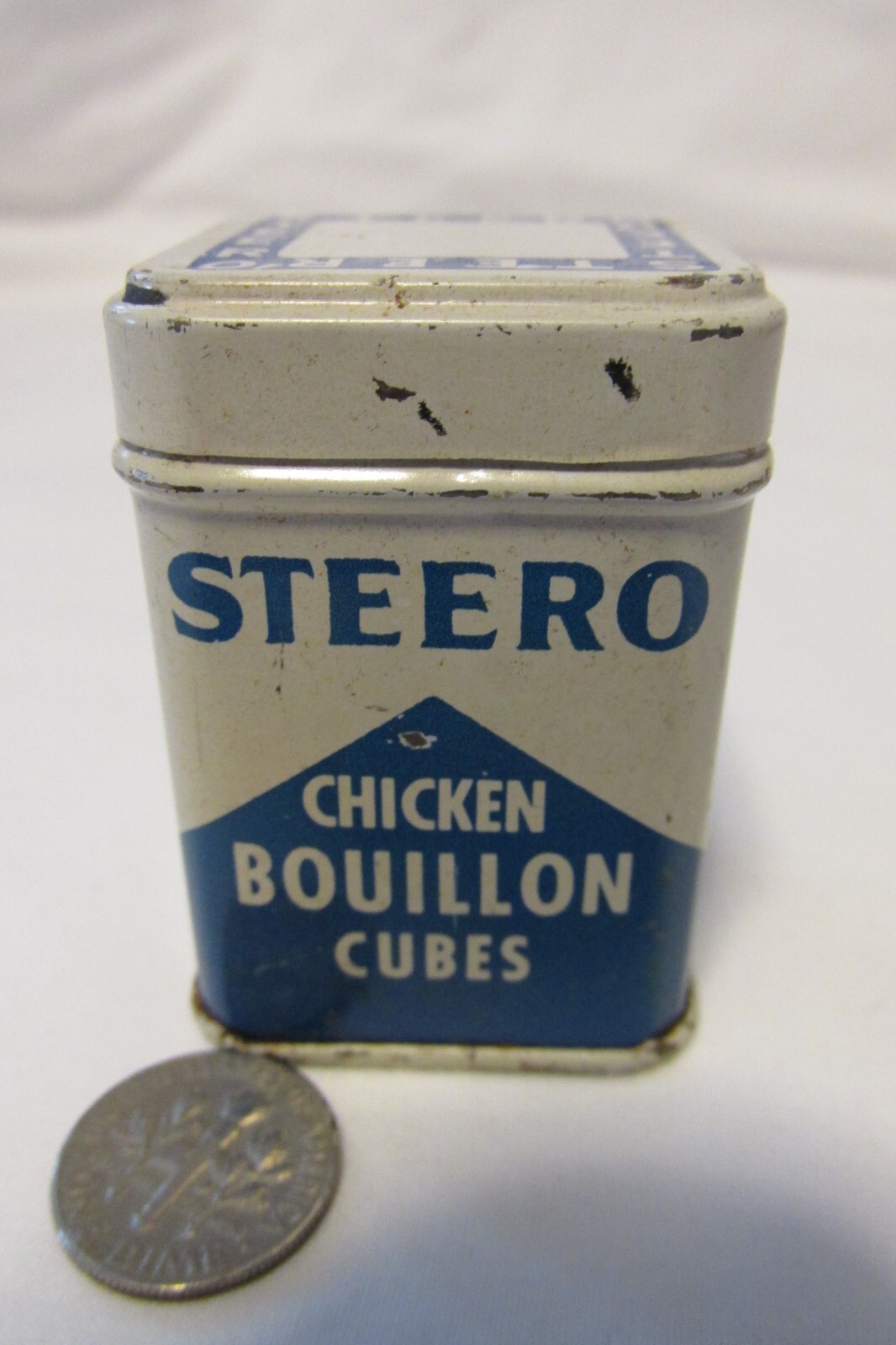 Vintage Blue Steero Chicken Bouillon Cubes Tin 12 cubes 1 1/2 oz Empty ...