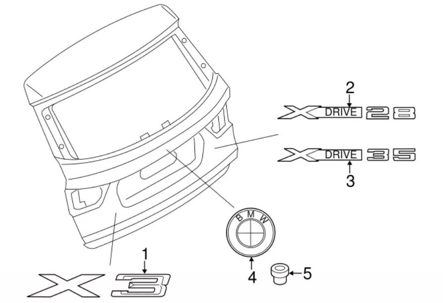 BMW X3 Trunk Emblem GENUINE 51147364375 OEM 2011 2012 2013 2014 2015 ...