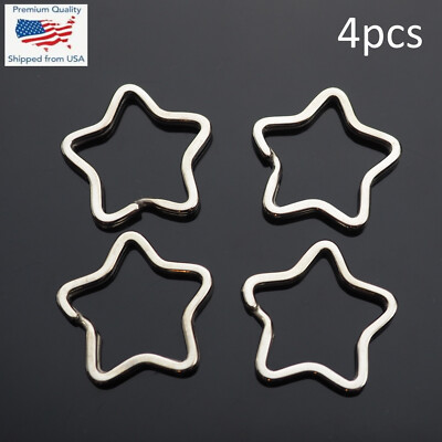 4pcs Star Shaped Split Rings Key Ring Keychain - Silver Color | eBay