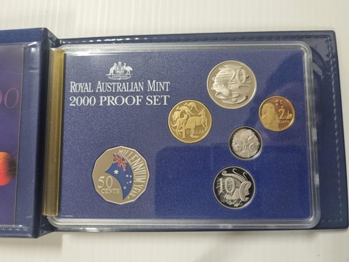2000 Millennium Year Proof Coin Set - 6 Coins in Sealed Display Case ...