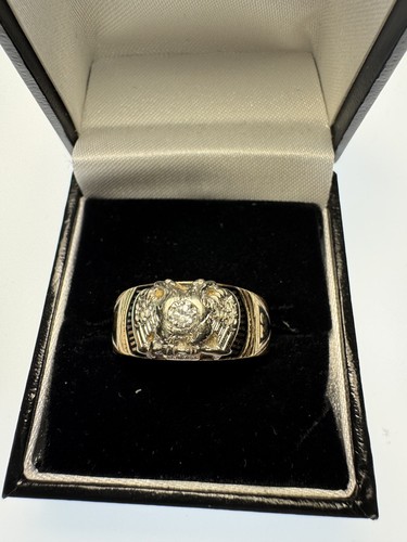14k Gold 0.50 CTW Diamond 32nd Degree Masonic Ring Scottish Rite DOUBLE ...