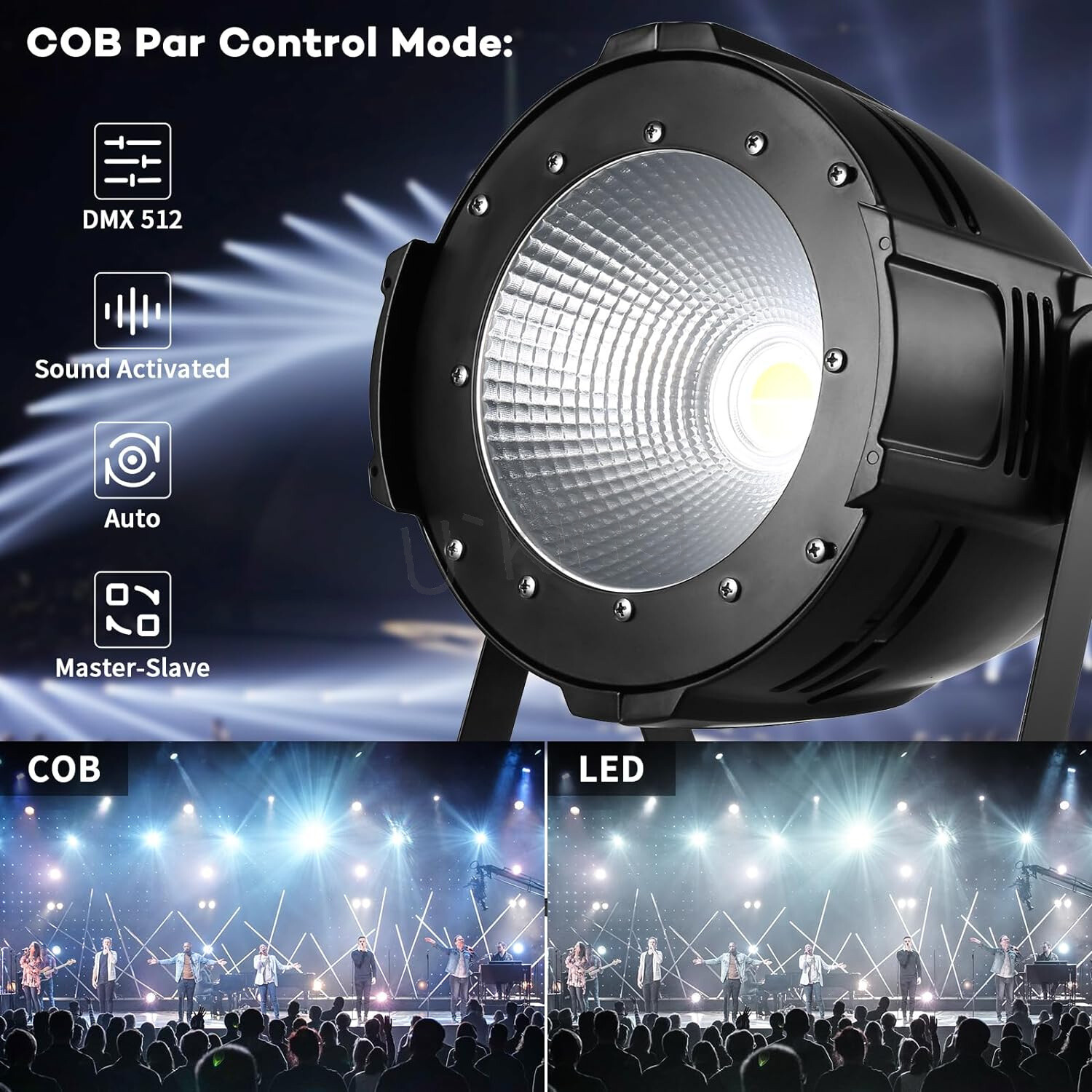 200W COB LED Par Light Stage DJ Par Can Light Audience Blinder Spot ...