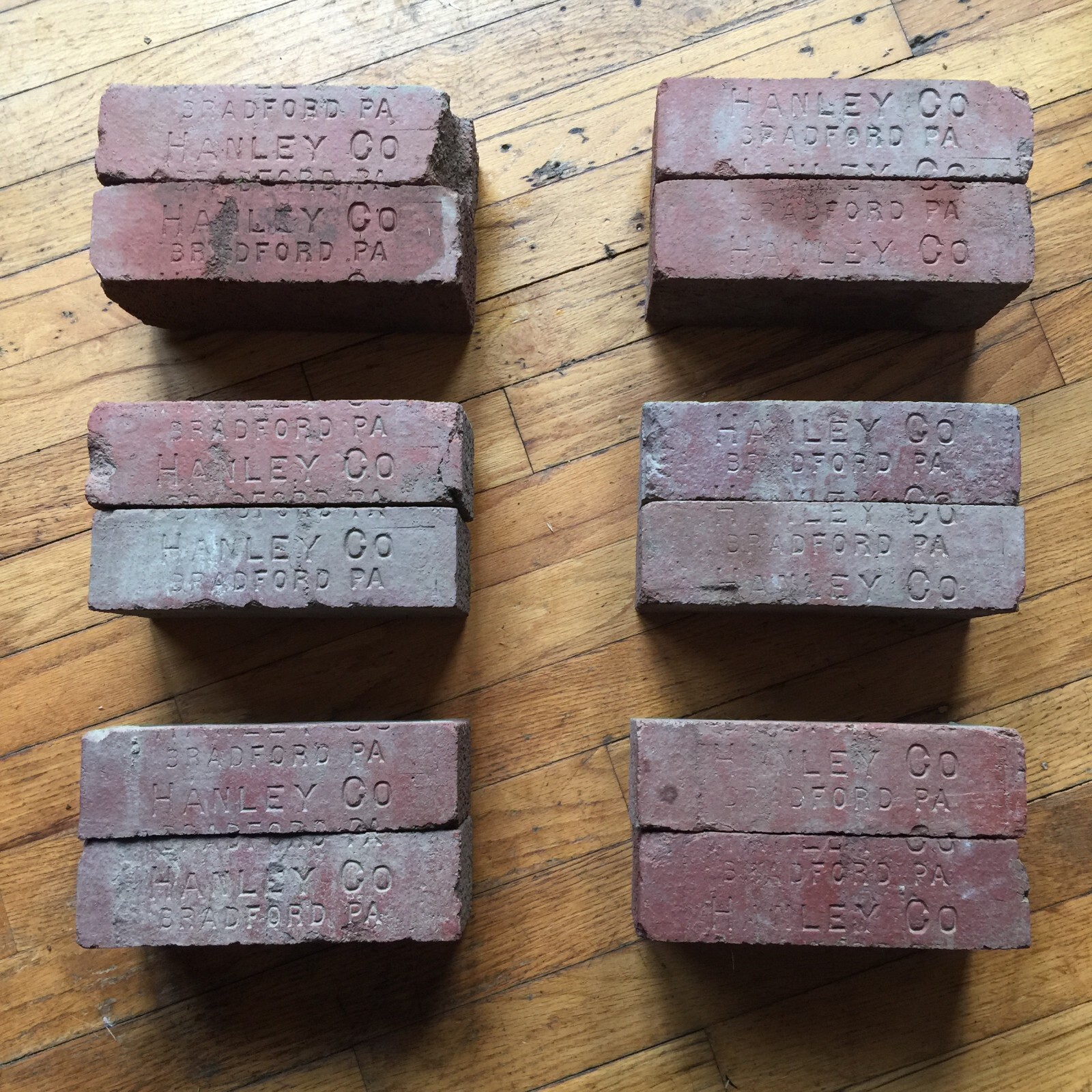 PiCk 1898 HANLEY CO Antique Brick BRADFORD REDS PA 1880-1917 SIDE Stamp ...