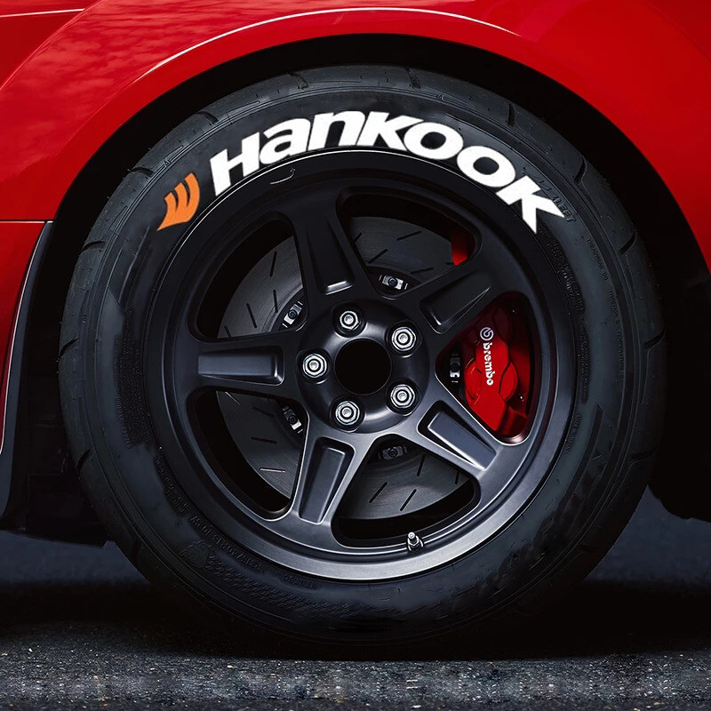 4 Sets HANKOOK Tire Lettering Sticker Rubber 1.38" 15"-24" Wheel In One ...