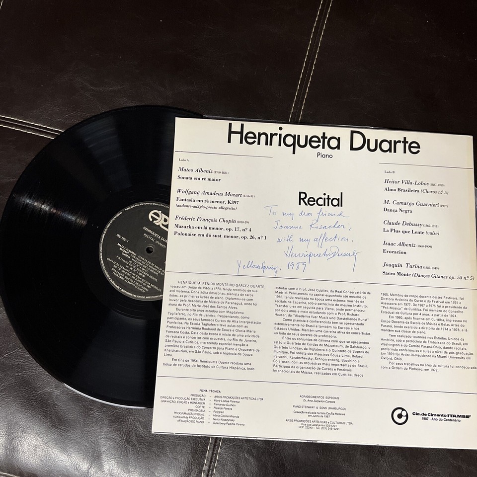 HENRIQUETA DUARTE LP PIANO RECITAL 1987 CLASSICAL VINTAGE | eBay