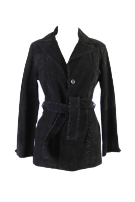 Marcelle Renee Black Whip Stitch Suede Jacket M | eBay
