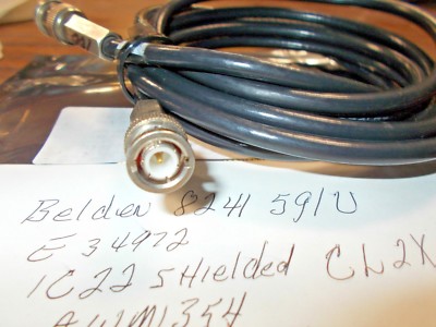 BELDEN 8241 59/U CABLE EST. 100" AWM 1354 SHIELDED E34972,50 OHM BNC ...
