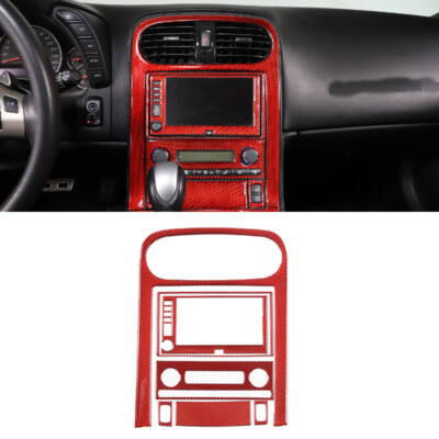 7PCS Red Carbon Fiber Central Control Panel Trim For Corvette C6 2005 ...