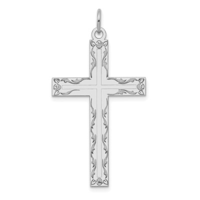 14K White Gold Laser Designed Cross Pendant | eBay