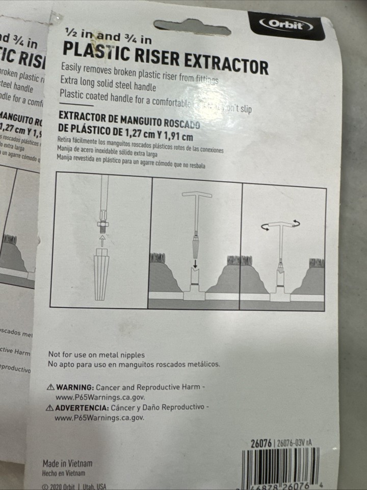 3 Orbit 1/2 In and 3/4 In Plastic Riser Nipple Extractor 2 Sizes Of ...