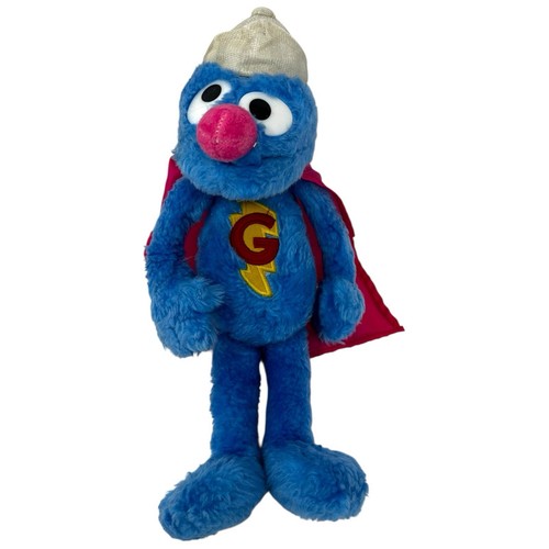 2003 Super Grover Plush Figure Sesame Street Hero Cape Helmet Vintage ...