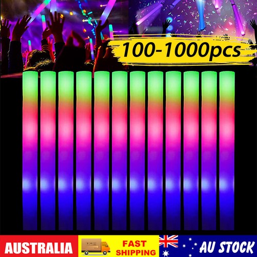 100PCS LED Foam Glow Sticks Bulk Light Up Flashing Stick Party Cheer ...