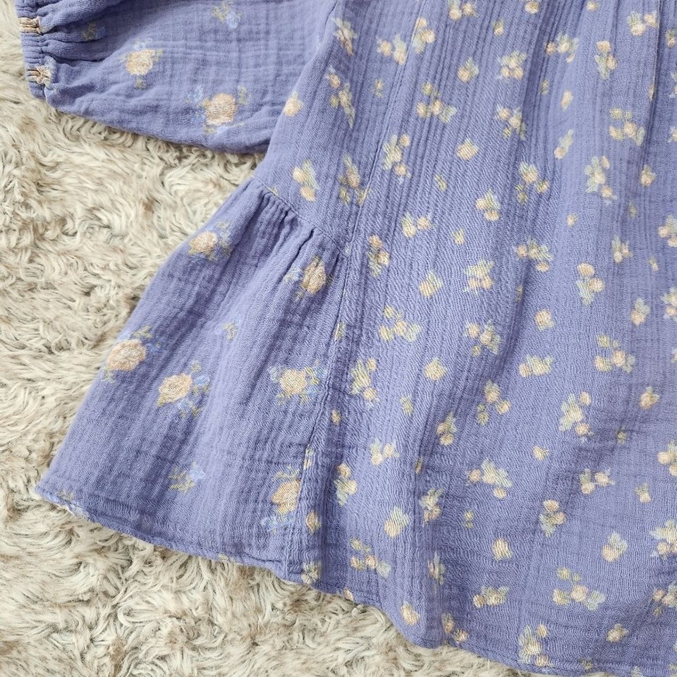 Free People Chloe Printed Top In Indigo Combo Open Back Wonens Size XL ...