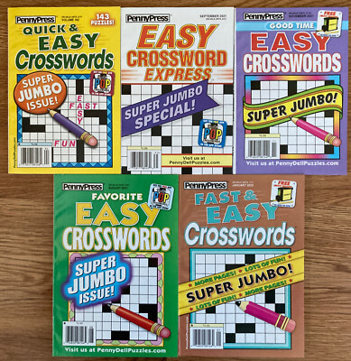 Lot of 5 Dell Penny Press Crossword Puzzle Books Puzzles Fast Easy Good ...