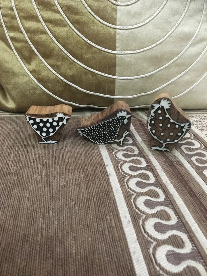 Funky Chickens stamp Indian wooden Mehandi Printing Blocks Art & Craft ...