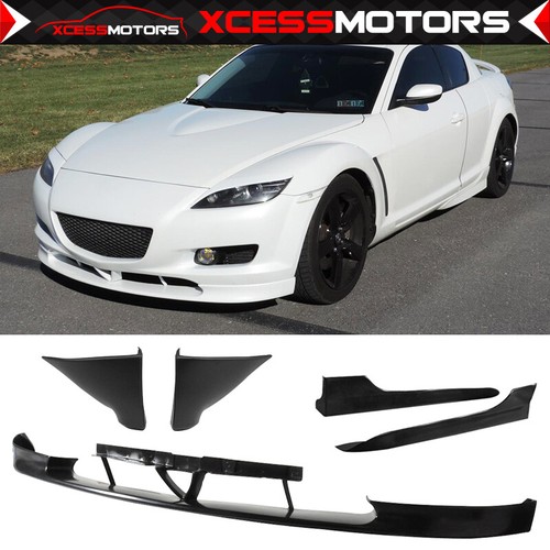 Fits 04-07 Mazda RX8 OE Style Front Lip + Rear Bumper Splitters + Side ...